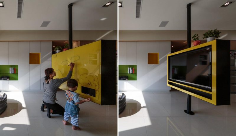 The TV In This Apartment Has A Dry Erase Board On The Back And Can ...