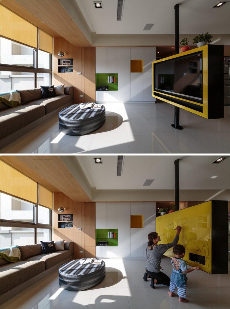 The TV In This Apartment Has A Dry Erase Board On The Back And Can ...