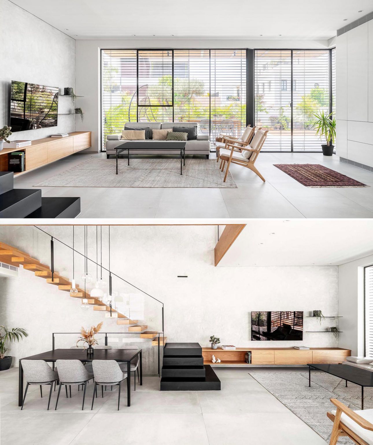 A White Interior With Matte Black Accents Matches This Home's Exterior