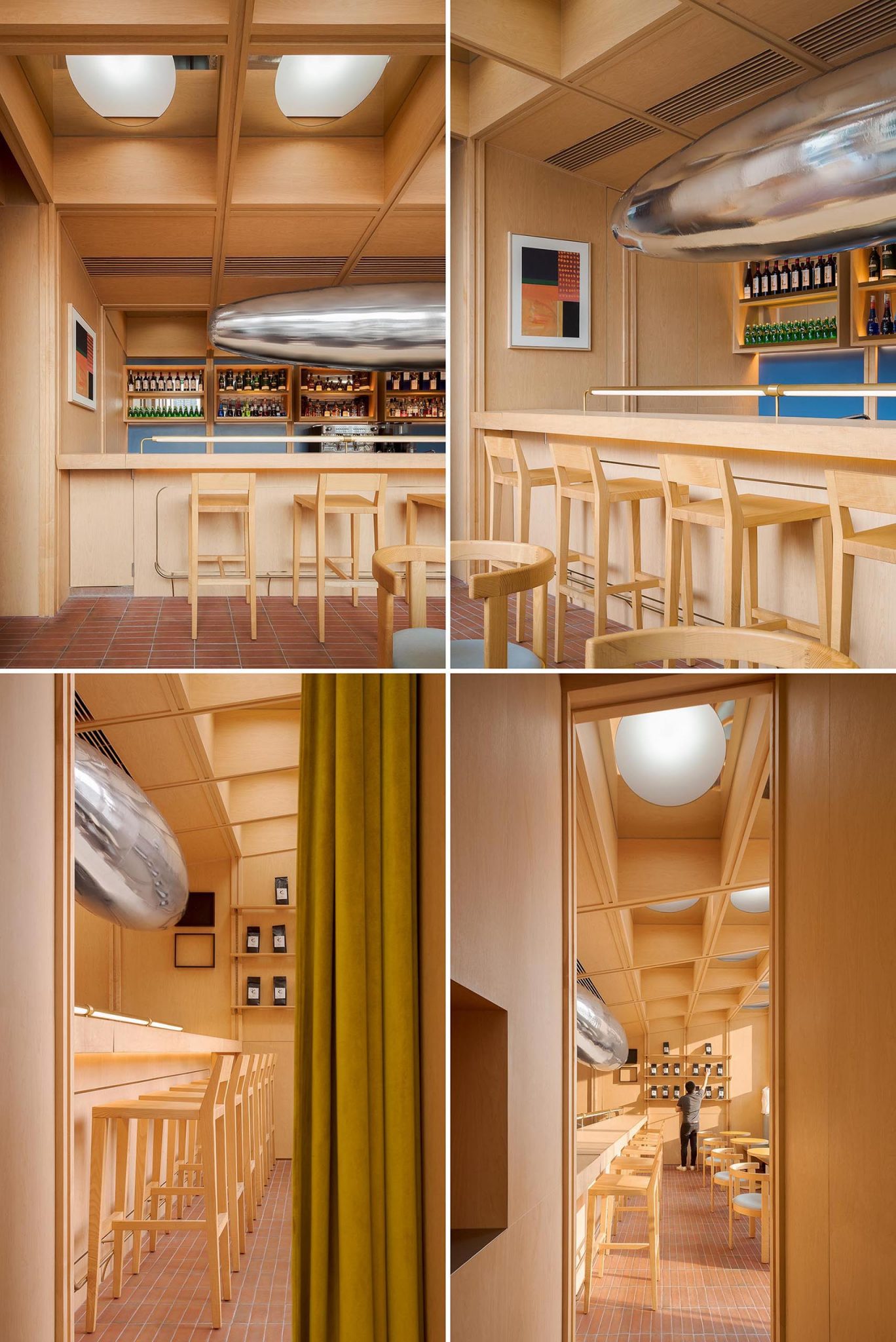 Large Orbs Of Light Surround The Exterior Of This Cafe And Bar