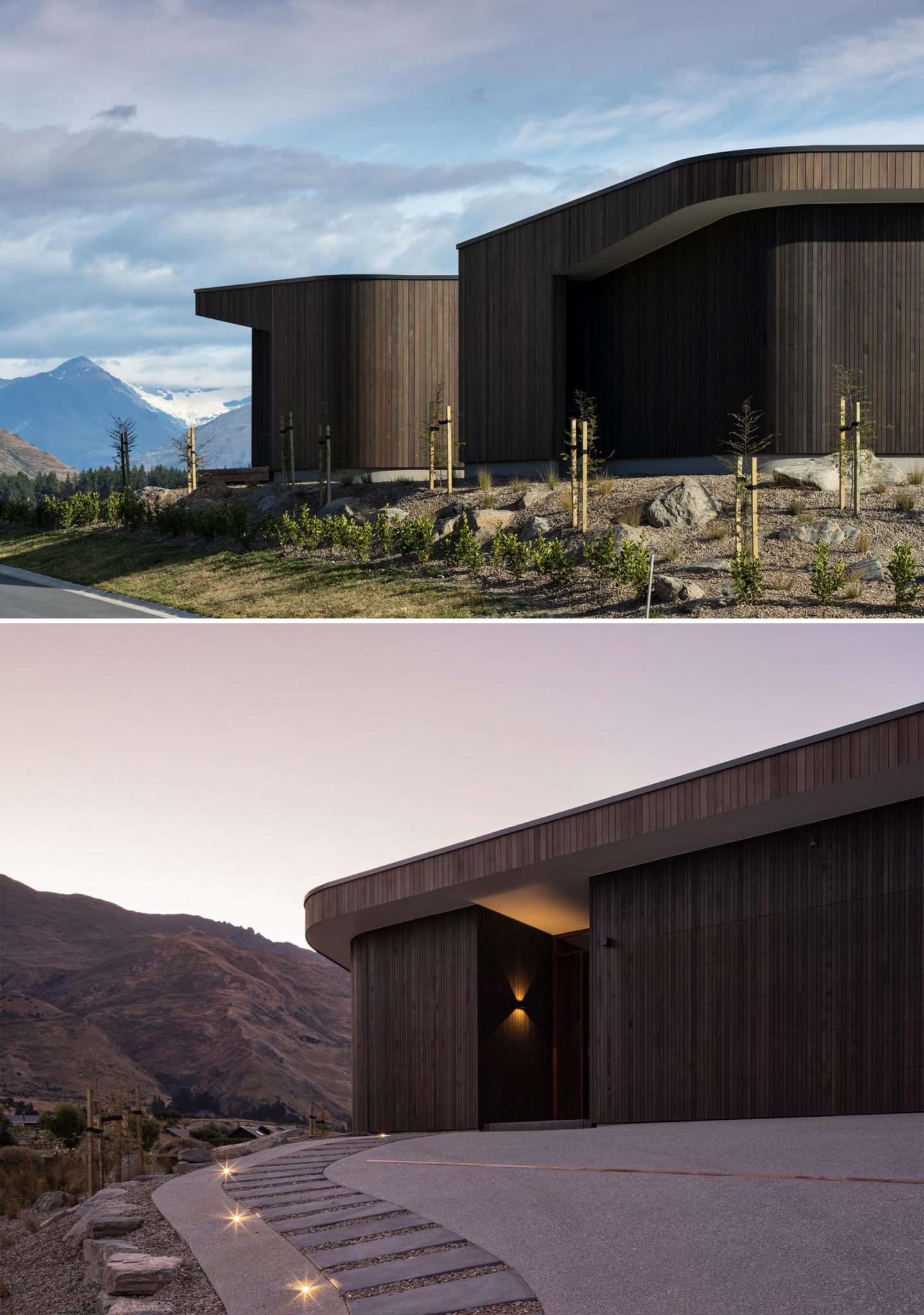 Dark Vertical Wood Siding On The Exterior Of This Modern House Gives It ...