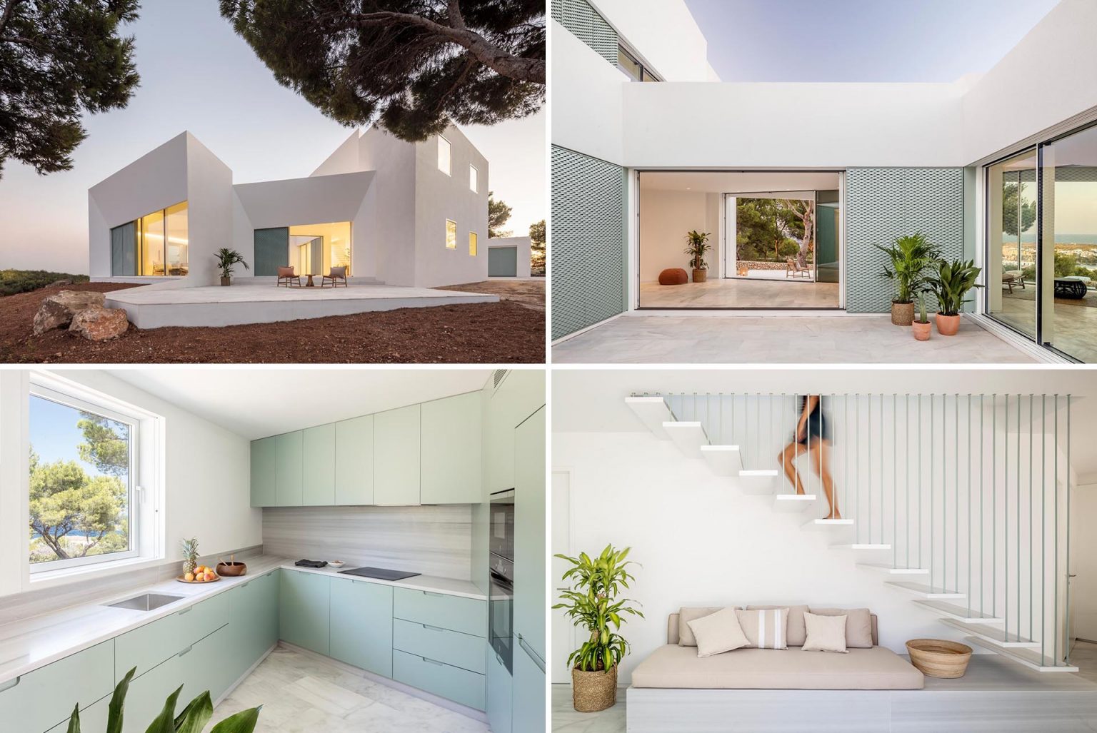 The Modern White Minimalist Exterior Of This Home Is Softened By The ...