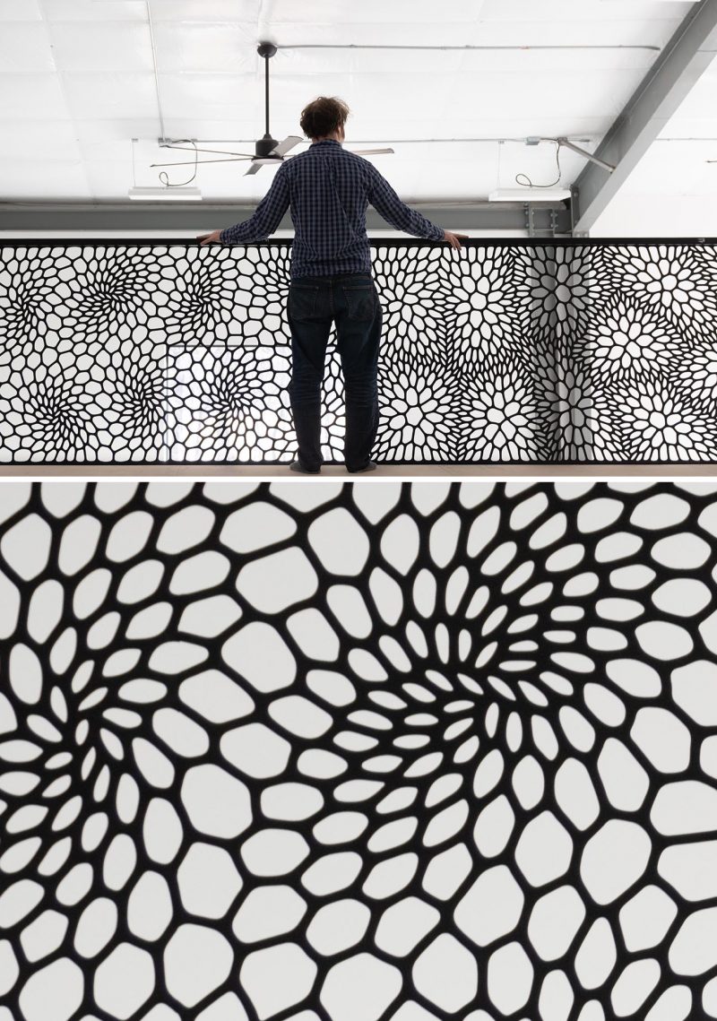 This Artistic Laser-Cut Staircase Handrail Was Inspired By Cell Structures