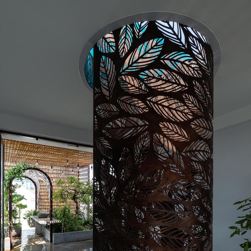 Metal Screens With A Leaf Motif Adorn Both The Interior And Exterior Of ...