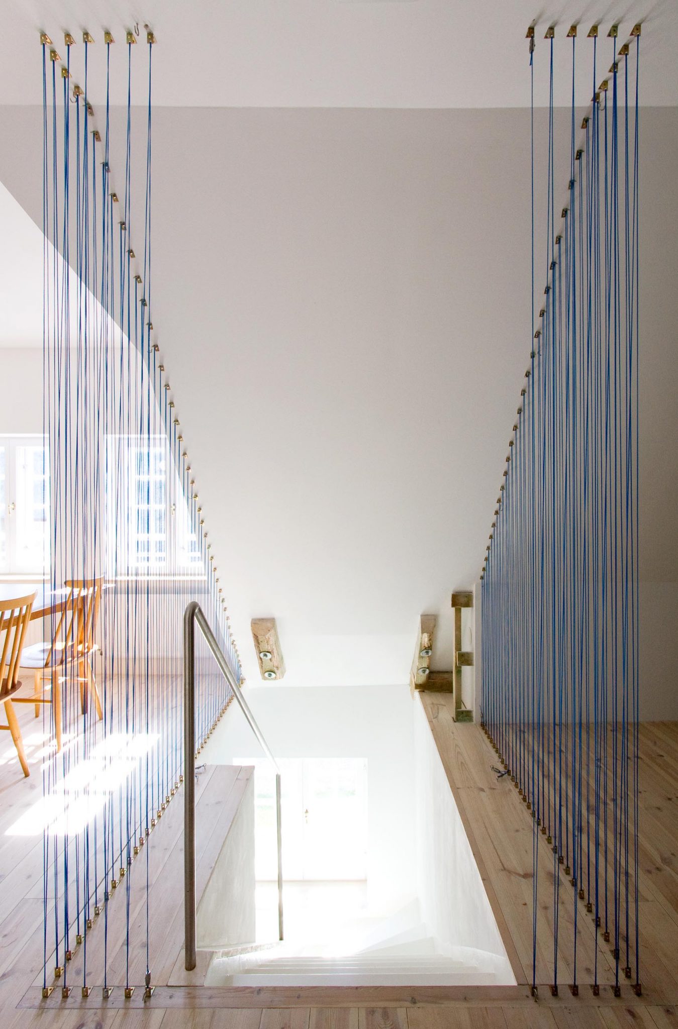 Blue Rope Creates A Safety Barrier For The Stairs In This Former Hay ...