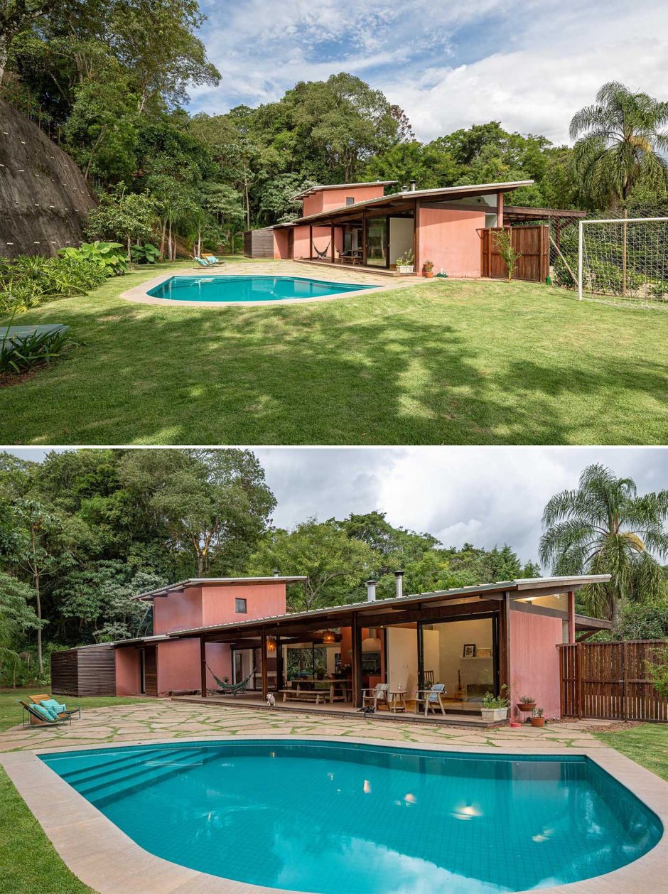 A Built-In Bench Wraps Around The Large Corner Window Of A This Home