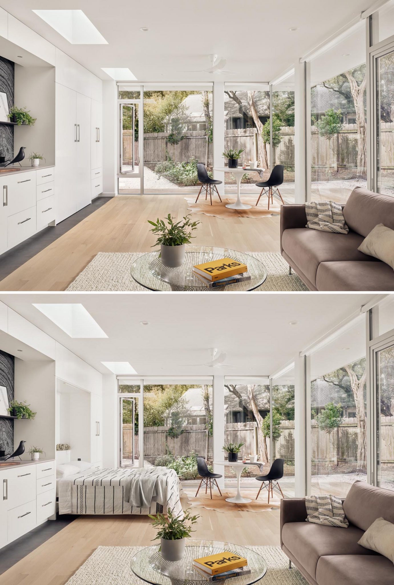 Glass Walls Enclose The Small Guest House In This Home's Backyard