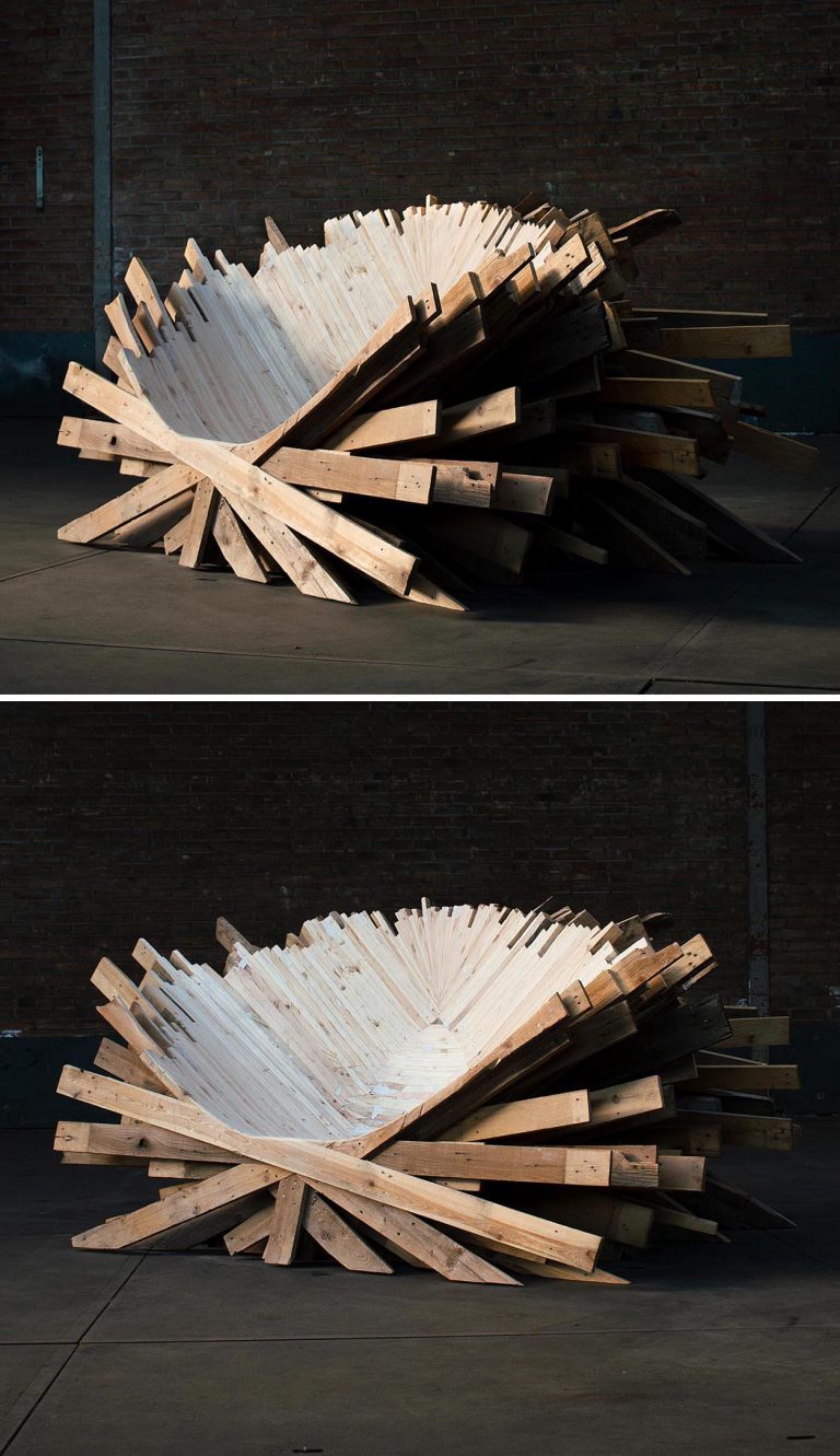 This Oversized And Sculptural Wood Throne Was Made From Recycled Pallets