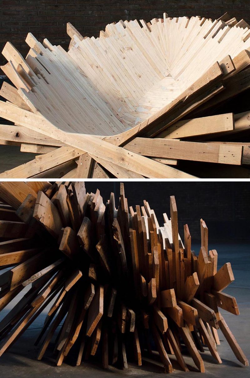 This Oversized And Sculptural Wood Throne Was Made From Recycled Pallets