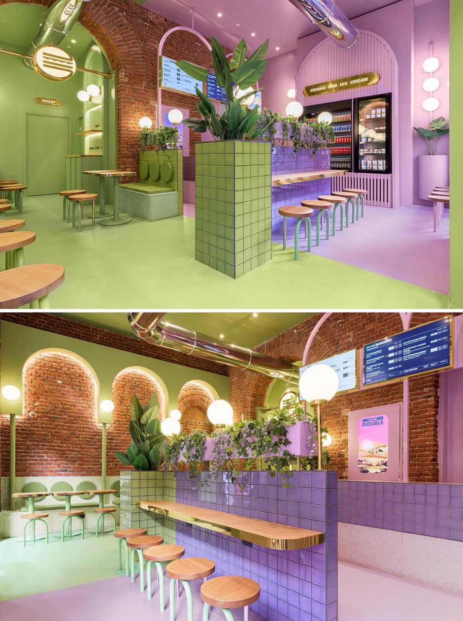 A Colorful Green And Purple Interior Has Been Designed For This New ...