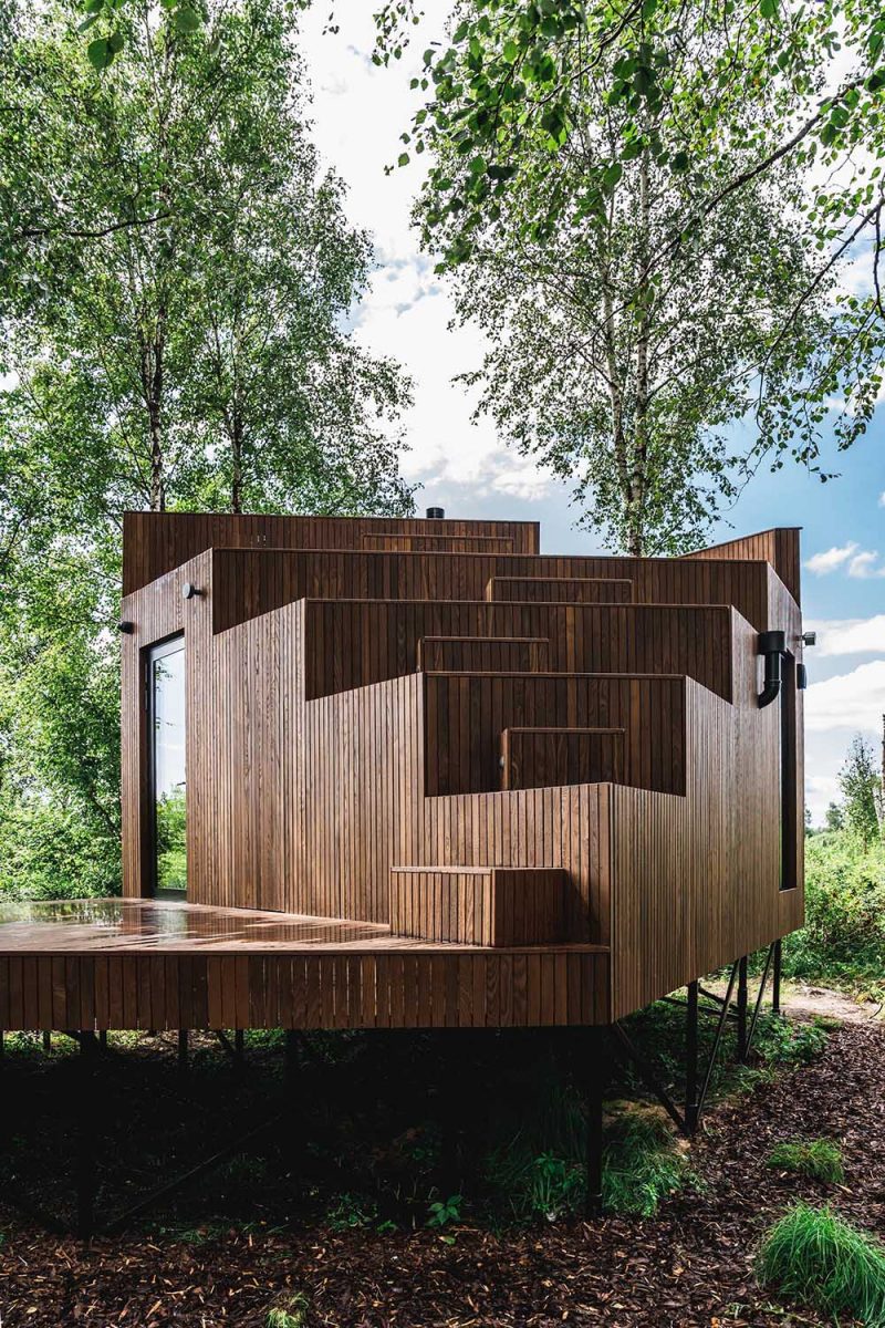 Walls Of Windows On This Cabin Allow For Views Of The Surrounding Forest
