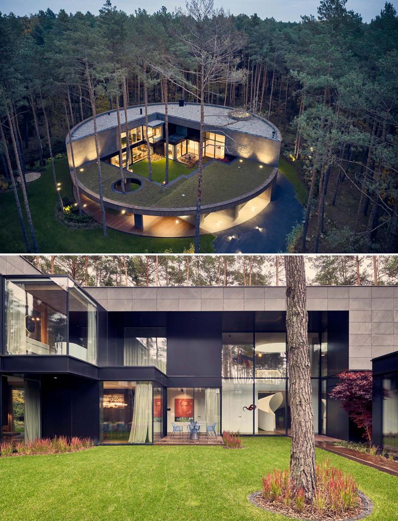 This Circular Shaped Home Was Designed To Wrap Around A Central Garden