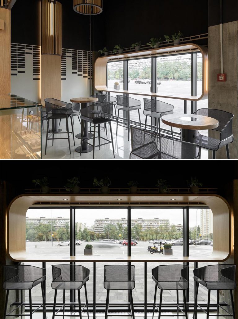 The Custom Designed Tables In This Cafe Are Like A Ribbon That Wraps ...