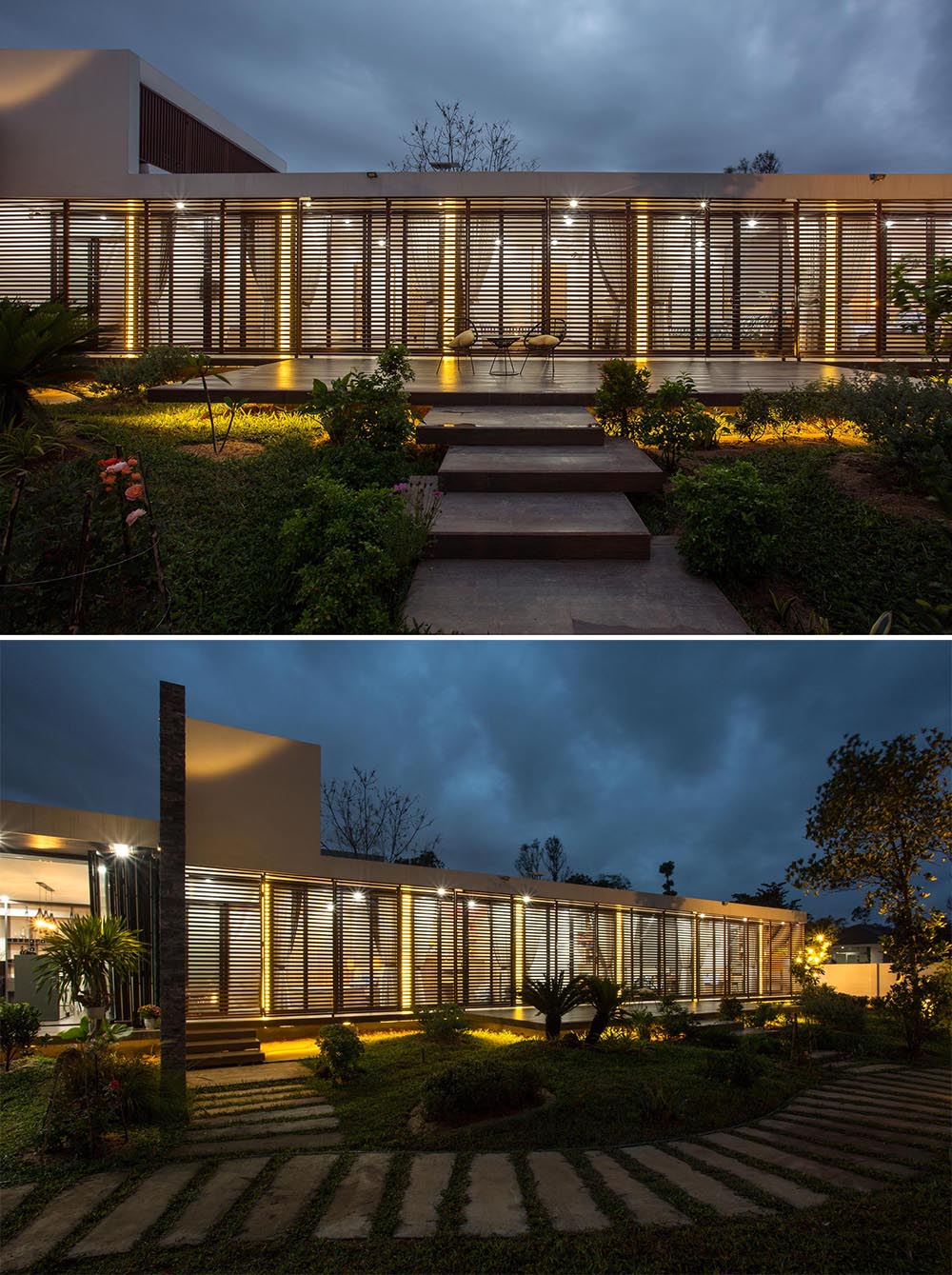 Operable Metal Screens Wrap Around The Exterior Of This Home