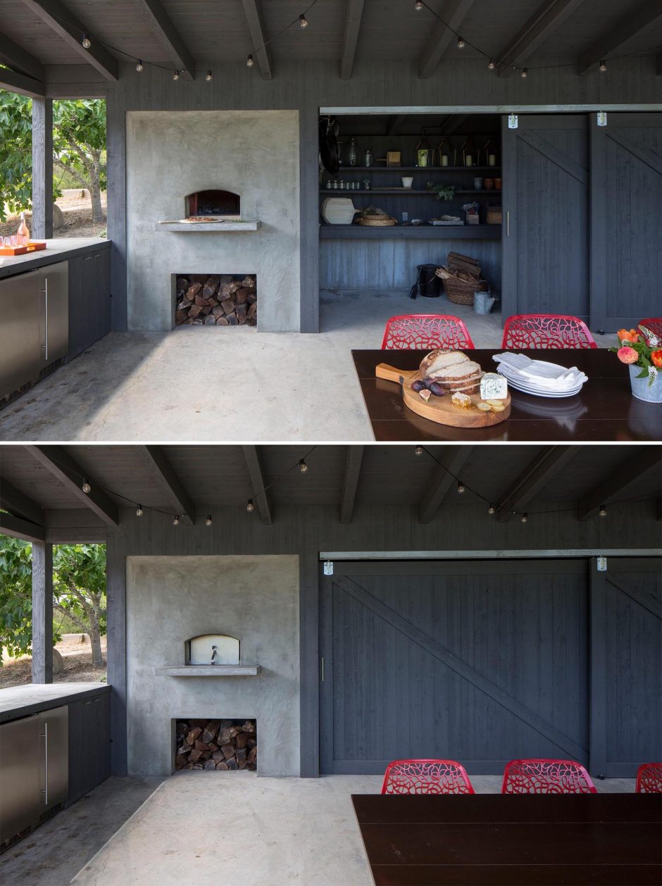 A Delightful Terraced Garden Sits In Front Of This Outdoor Dining Room