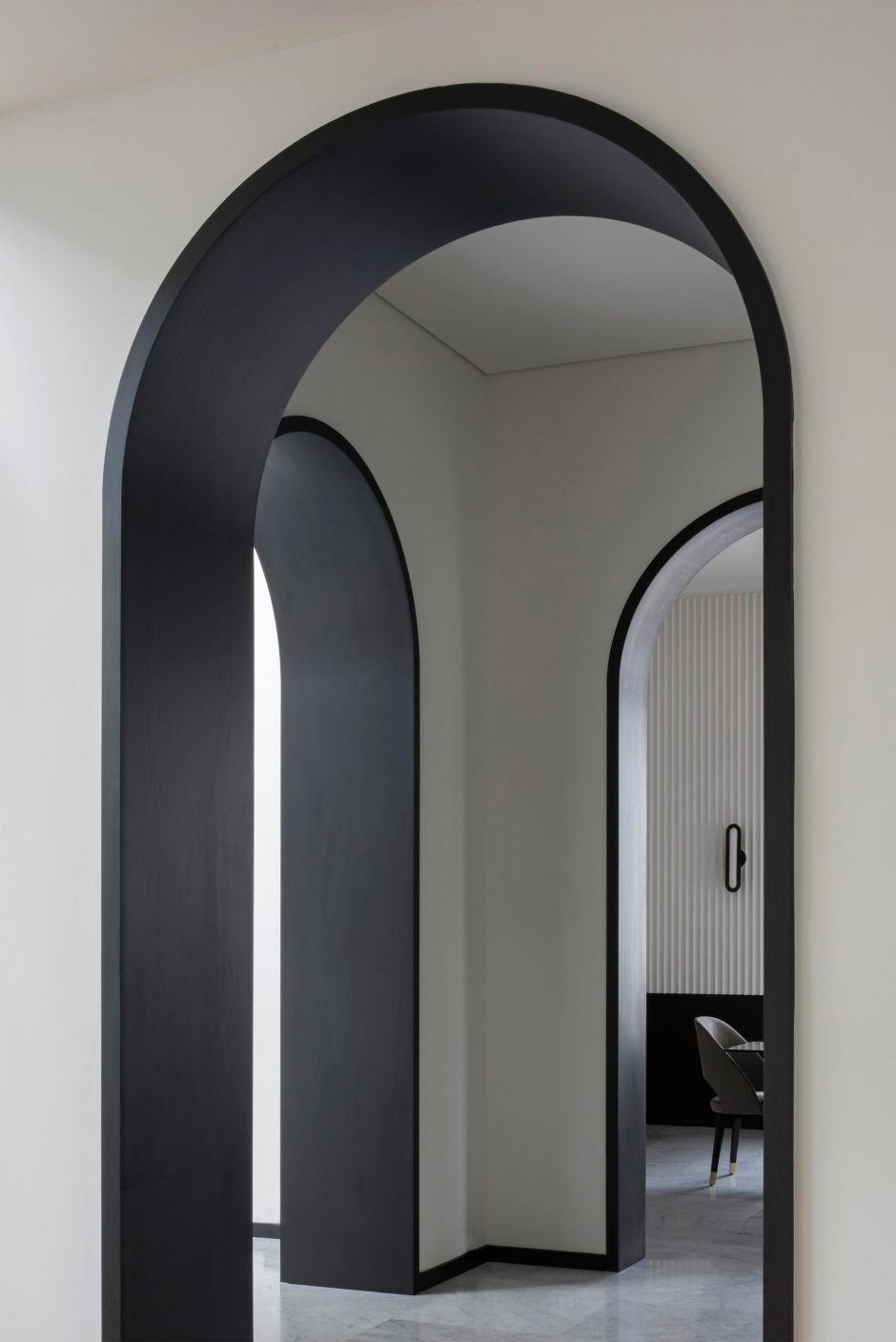 Matte Black Lined Archways Complement Other Black Accents Throughout ...
