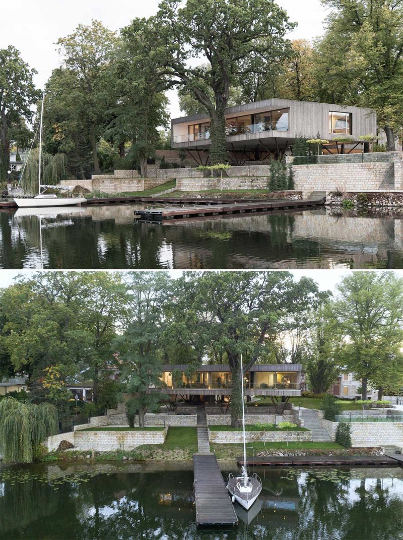 This Waterfront House Was Built On 40 Steel Posts To Respect The River ...