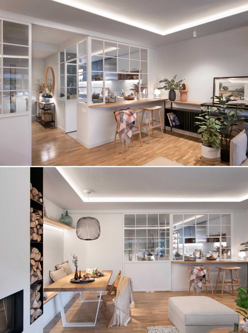 A Glass Enclosed Kitchen Is A Noticeable Design Feature Of This Home ...