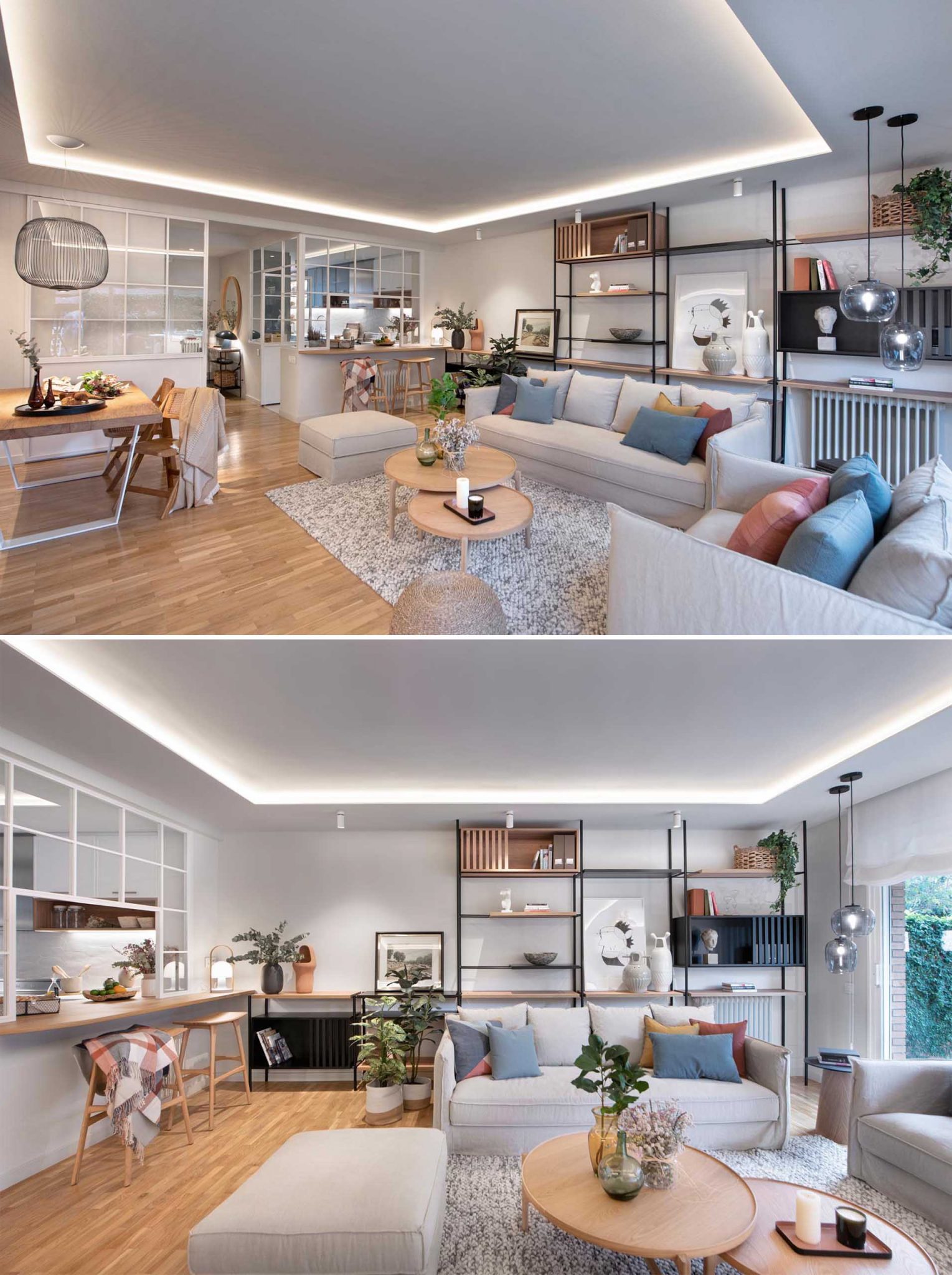 A Glass Enclosed Kitchen Is A Noticeable Design Feature Of This Home ...