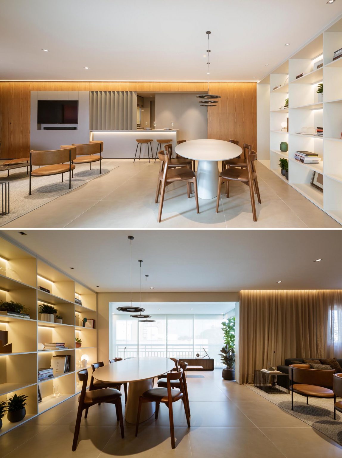 LED Lighting Makes Each Space In This Bookshelf Glow