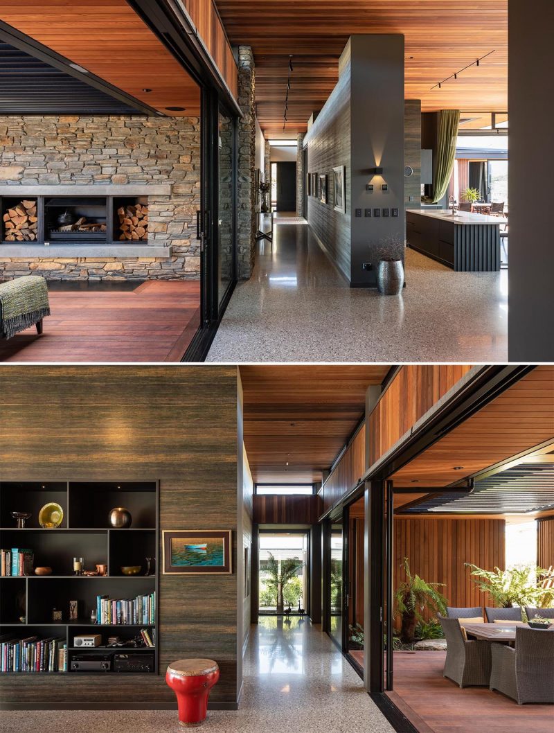 The Combination Of Stone And Wood Gives This Home A Rustic Modern Look