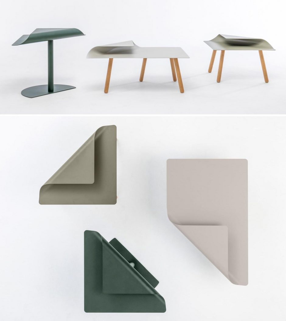 The Fold On This Table Top Creates A Secondary Level For Placing Objects