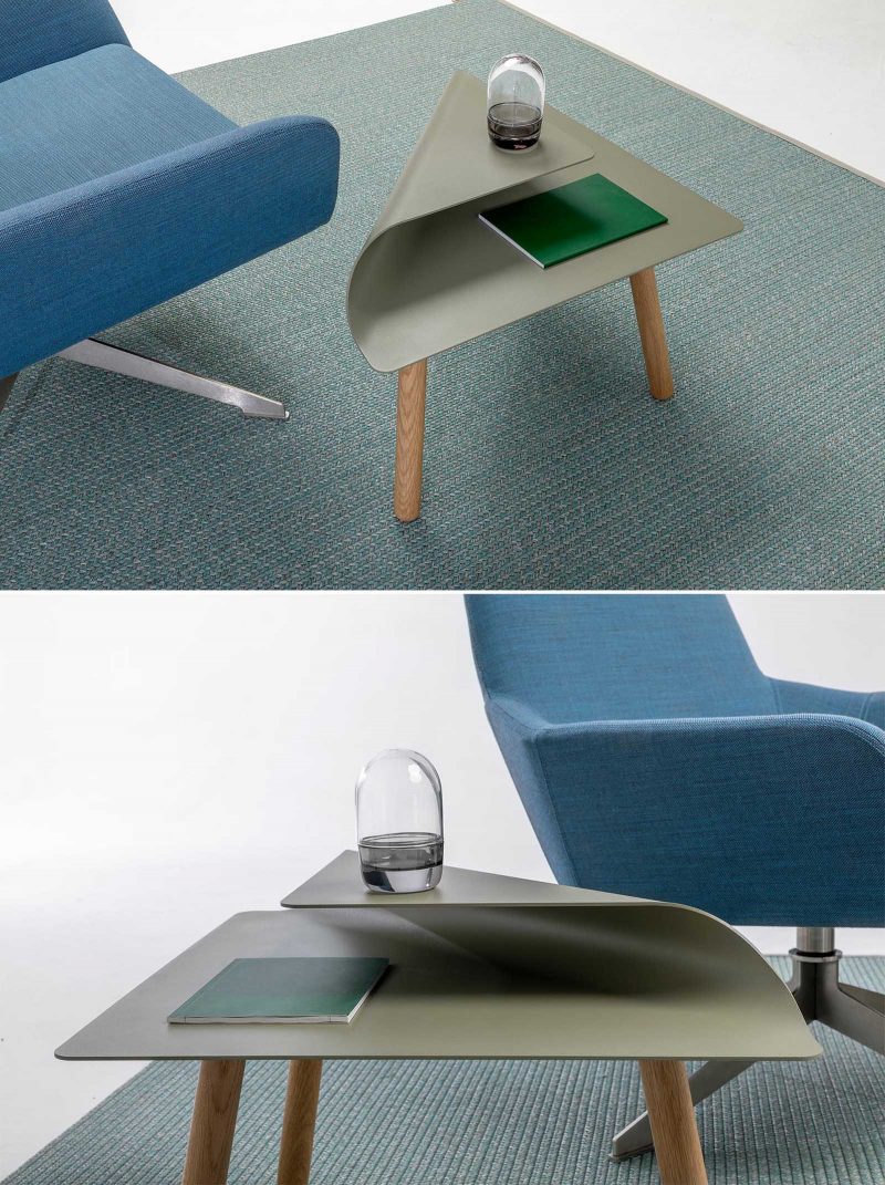 The Fold On This Table Top Creates A Secondary Level For Placing Objects