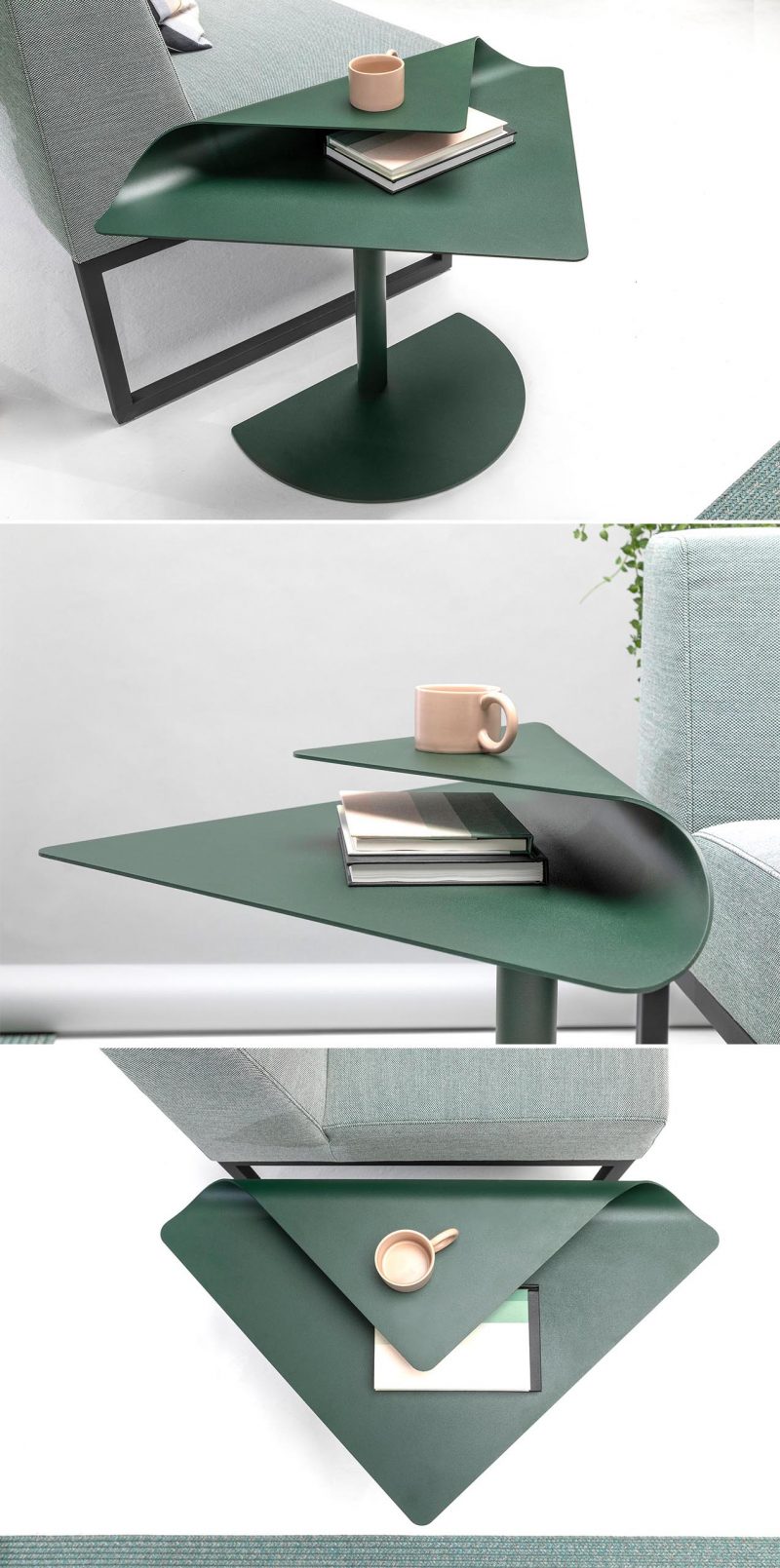The Fold On This Table Top Creates A Secondary Level For Placing Objects