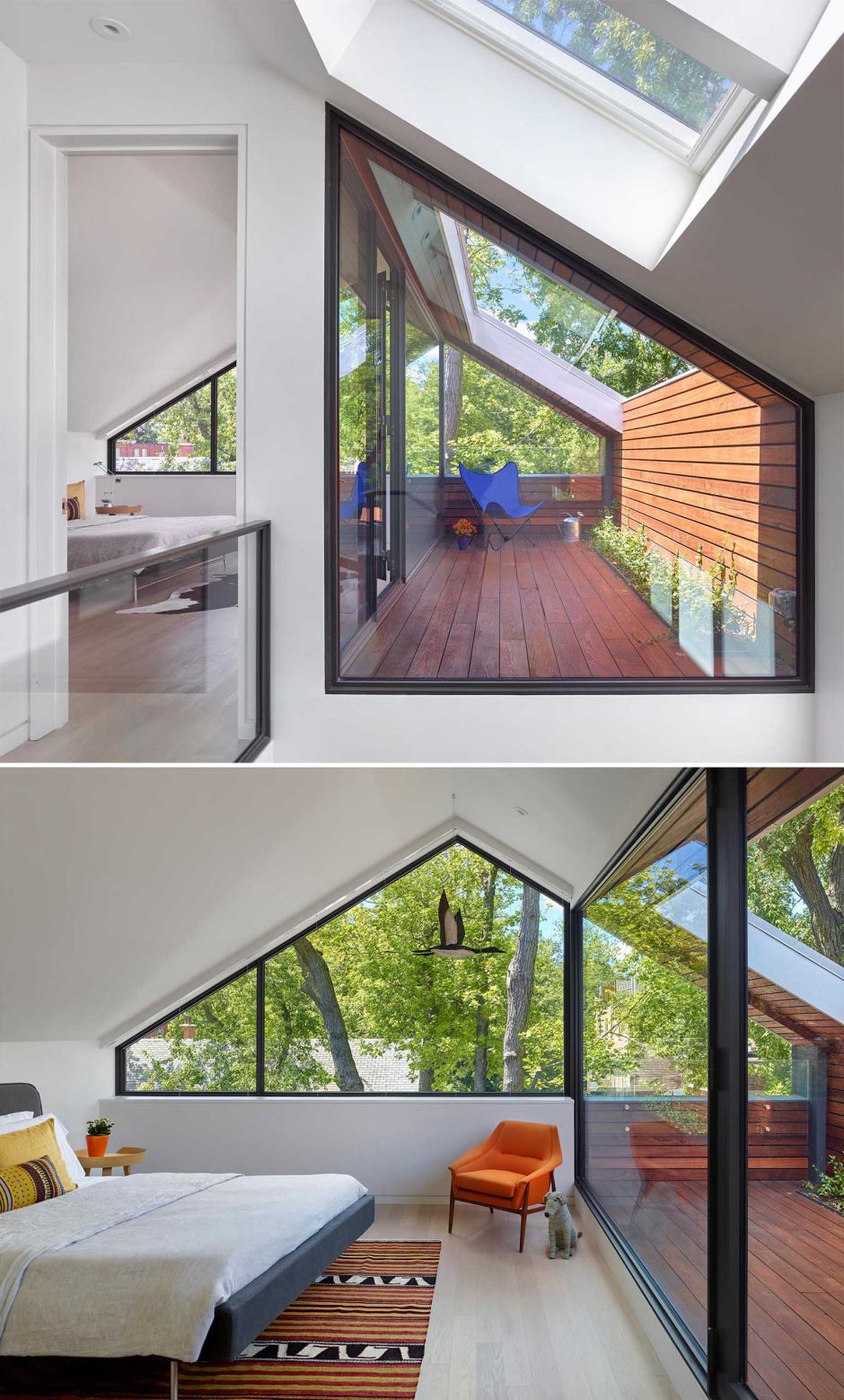 Large Windows Overlook A Garage With A Green Roof At This Home In Toronto