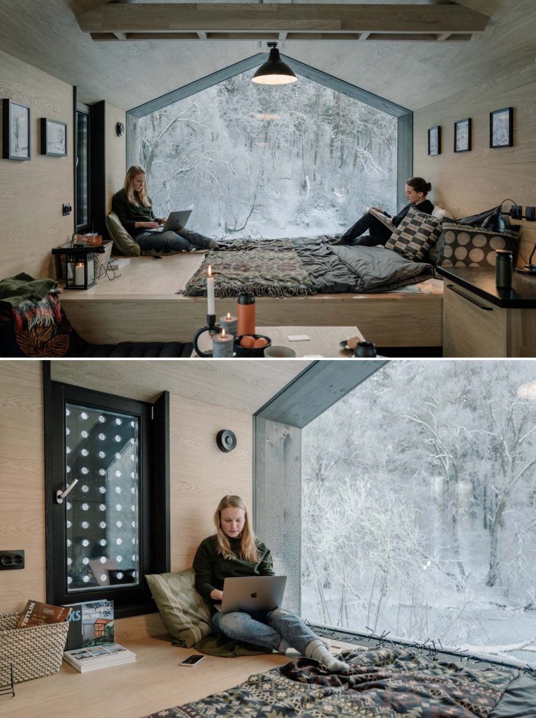 The Oak-Lined Interior Of This Cabin Is A Warm Escape From The Weather ...