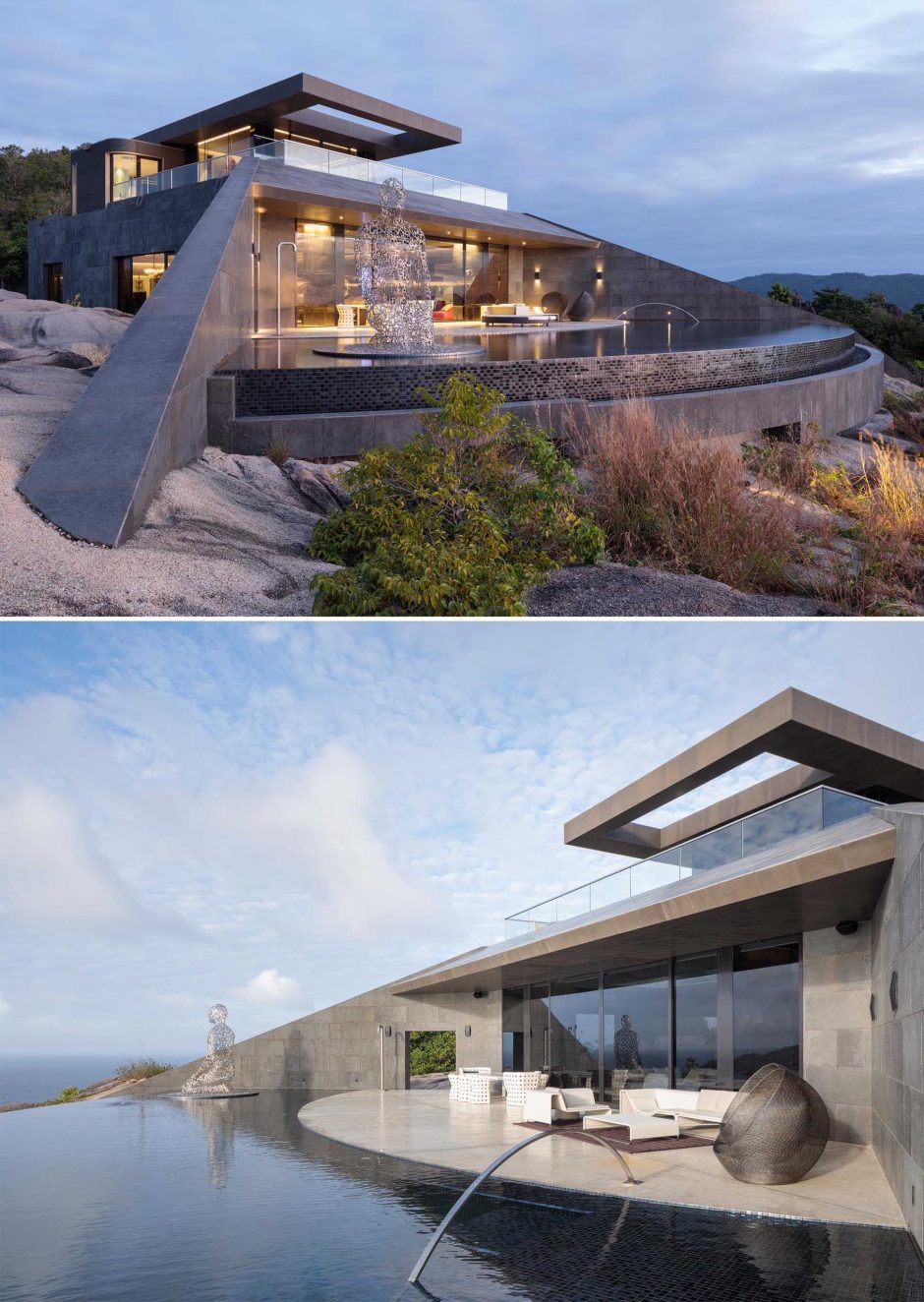 A Collection Of Modern Homes Are Built Into These Weathered Granite Cliffs