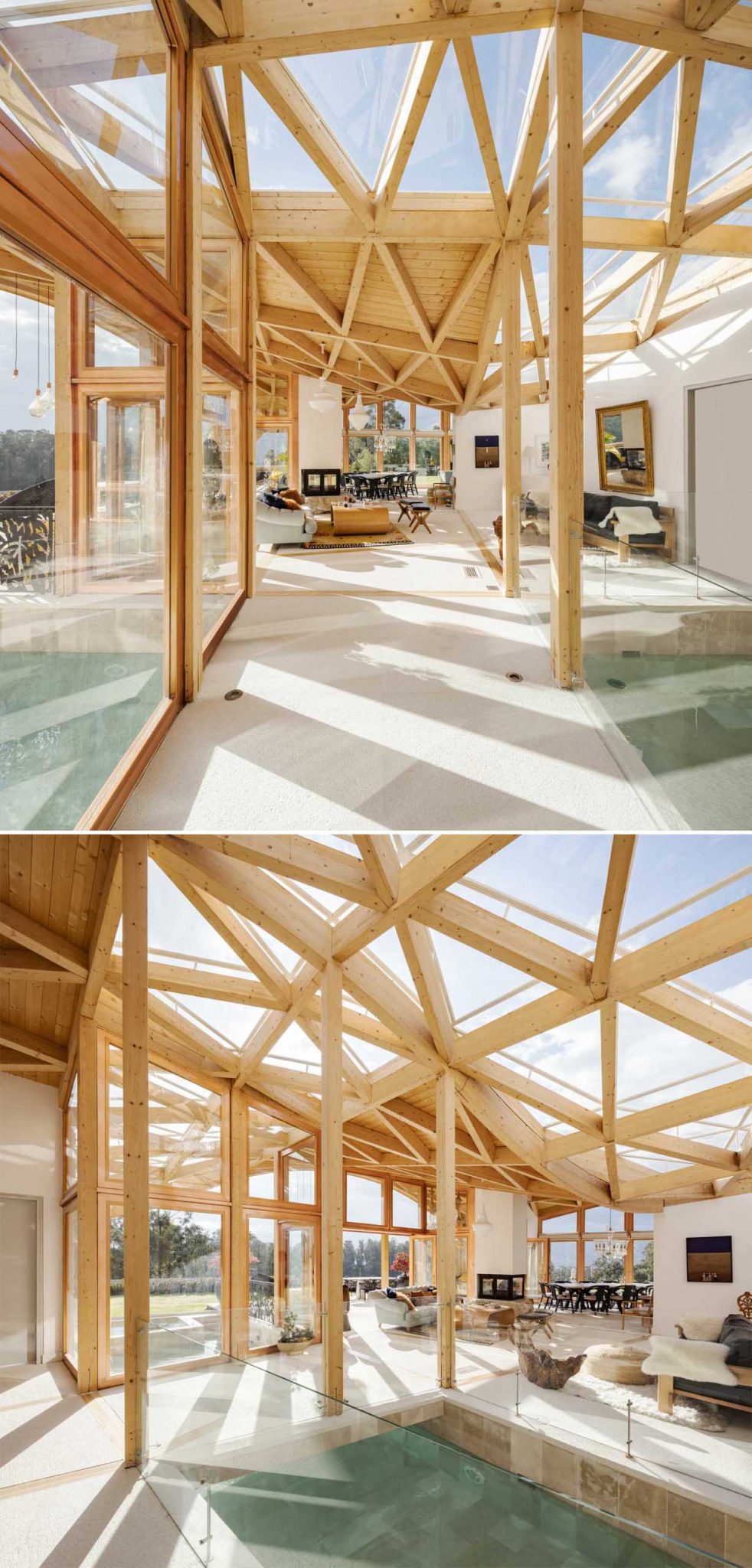 The Wavy Roof On This House Also Has An Exposed Wood Structure On The ...