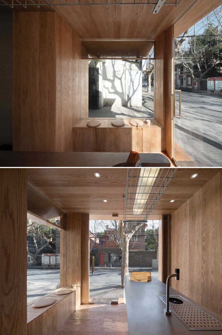 This Café Was Designed Like A Wood Box That Opens To Allow The Coffee ...
