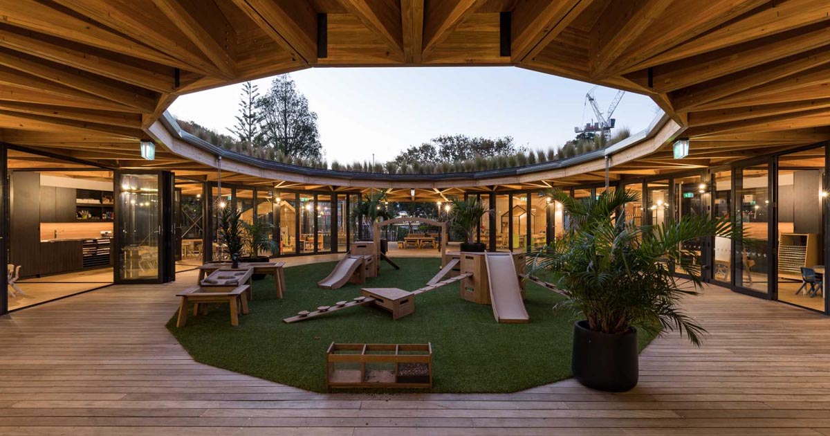 A Green Roof Covers The Circular Design Of This Children's Learning Centre