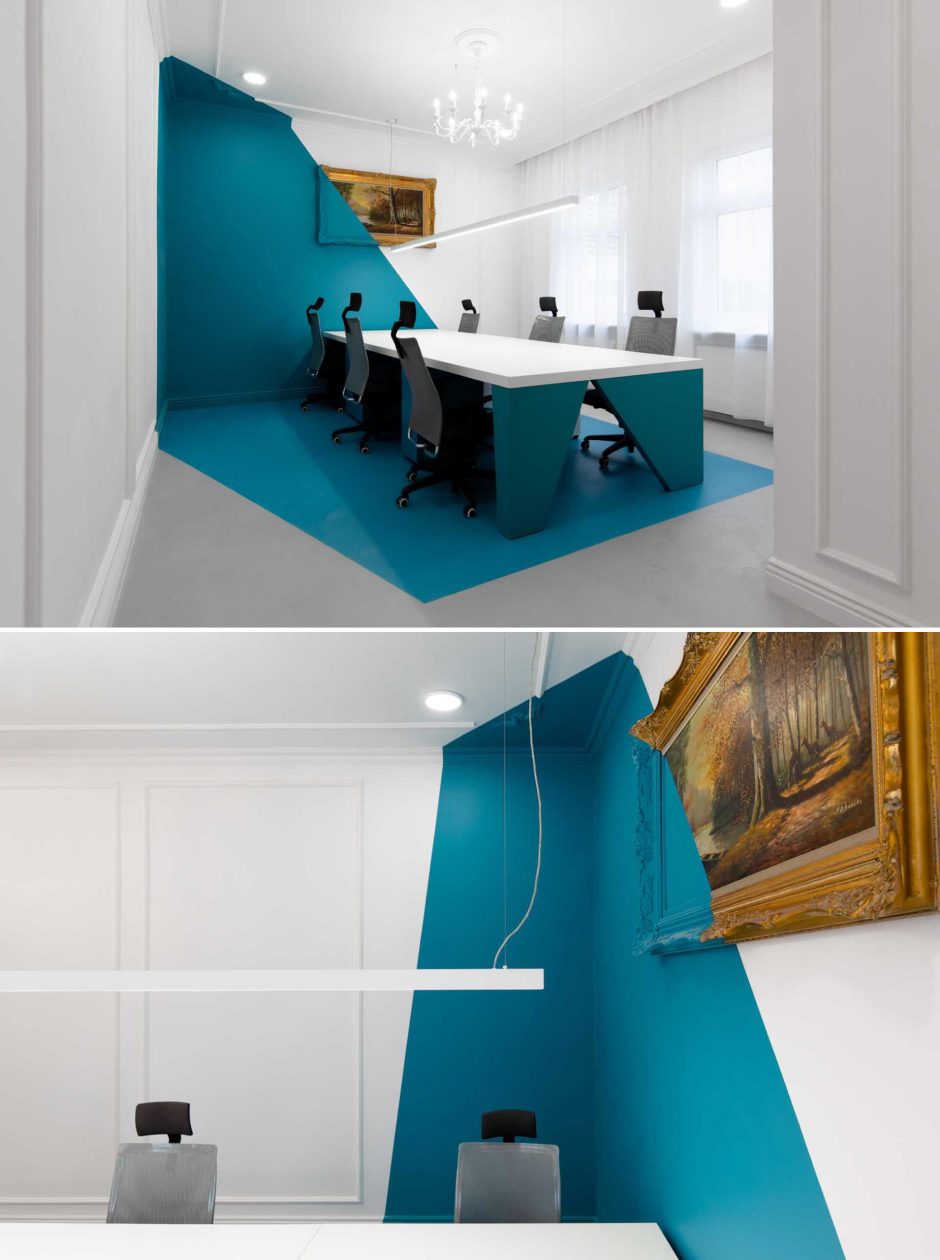 A Creative Idea For Painting Walls And Floors Gave This Office A Unique ...