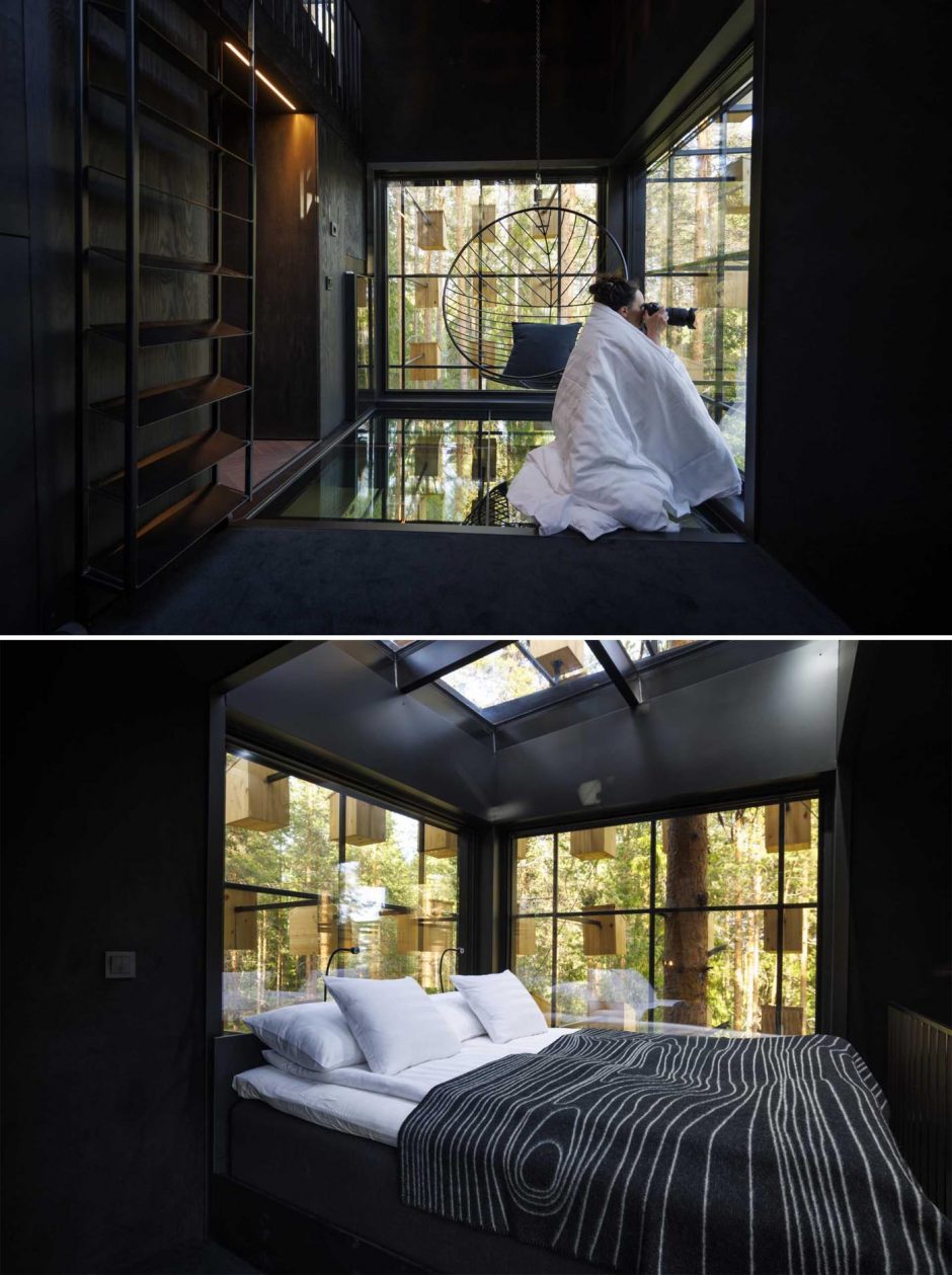 350 Bird Houses Cover This Suspended Hotel Room In A Swedish Forest