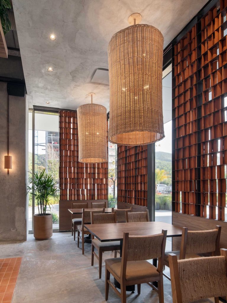 Clay Roof Tiles Were Used For The Interior Design Of This Coffee Shop ...