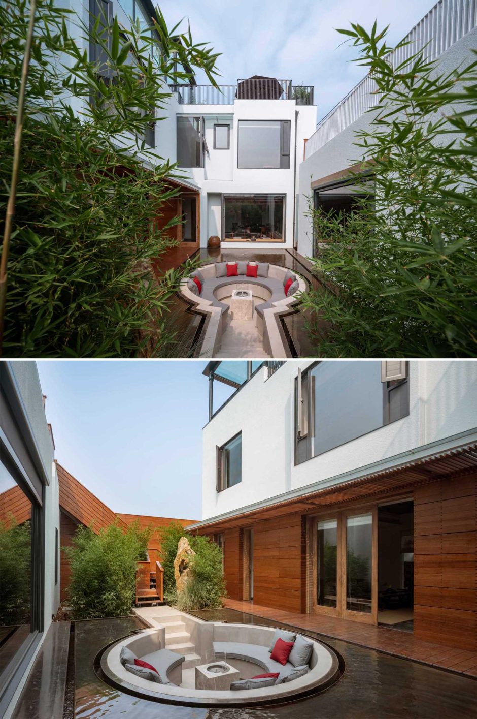 A Sunken Conversation Pit Surrounded By Water Is A Remarkable Feature ...