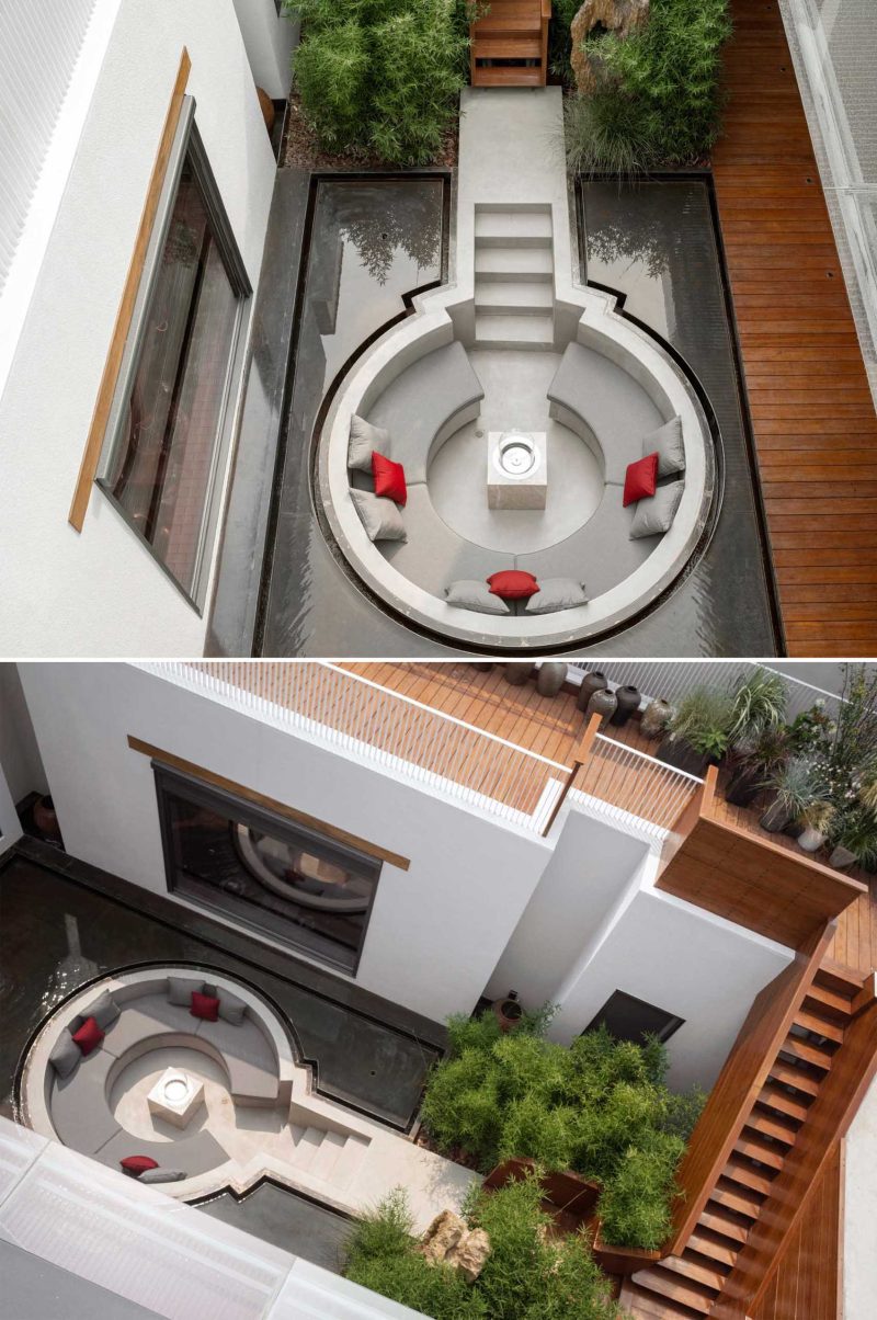 A Sunken Conversation Pit Surrounded By Water Is A Remarkable Feature ...