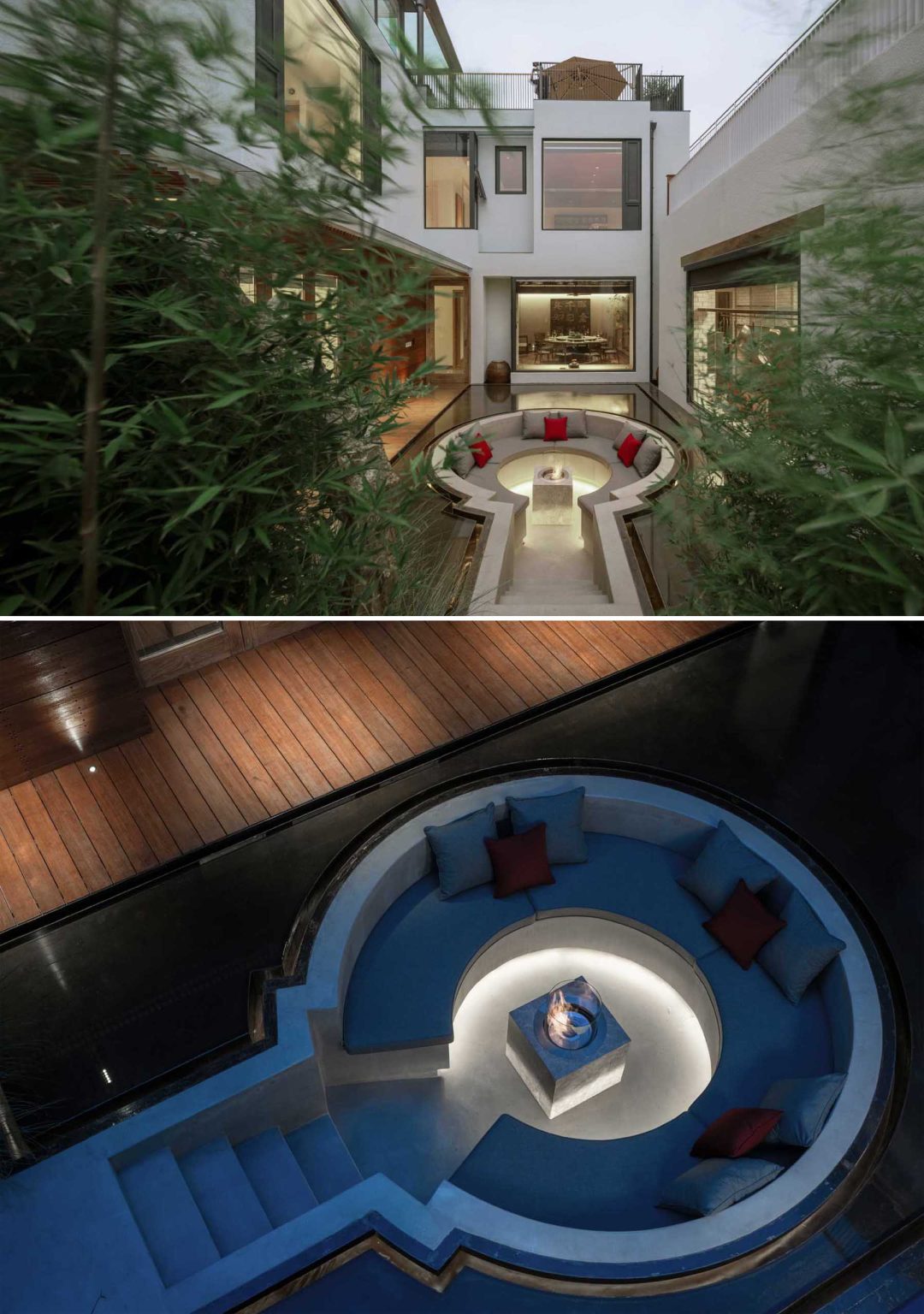 A Sunken Conversation Pit Surrounded By Water Is A Remarkable Feature ...