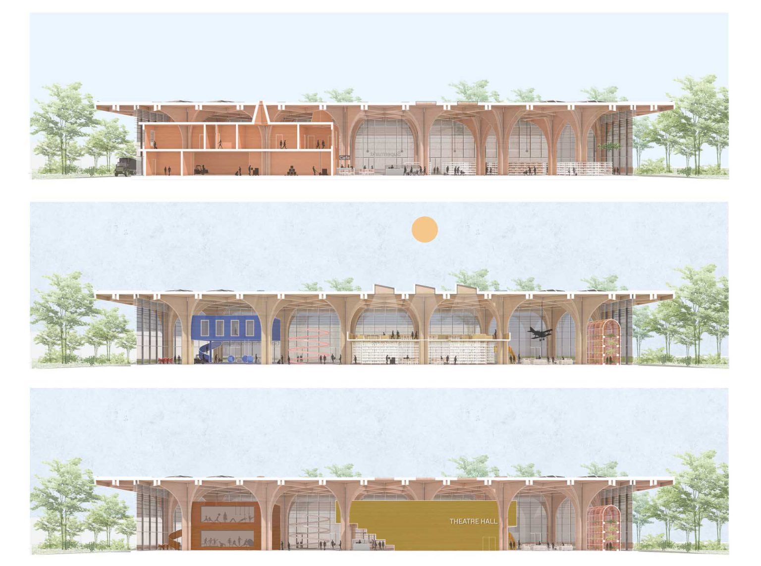 Elegant Cathedral-Like Wood Columns Support A Canopy Over This New ...