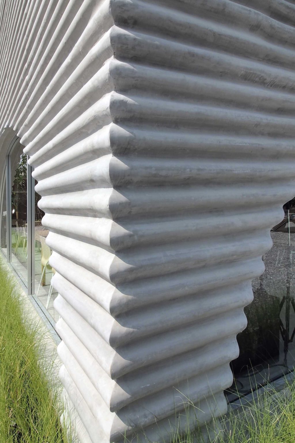 Corrugated Concrete Covers The Exterior Of This Restaurant In Thailand
