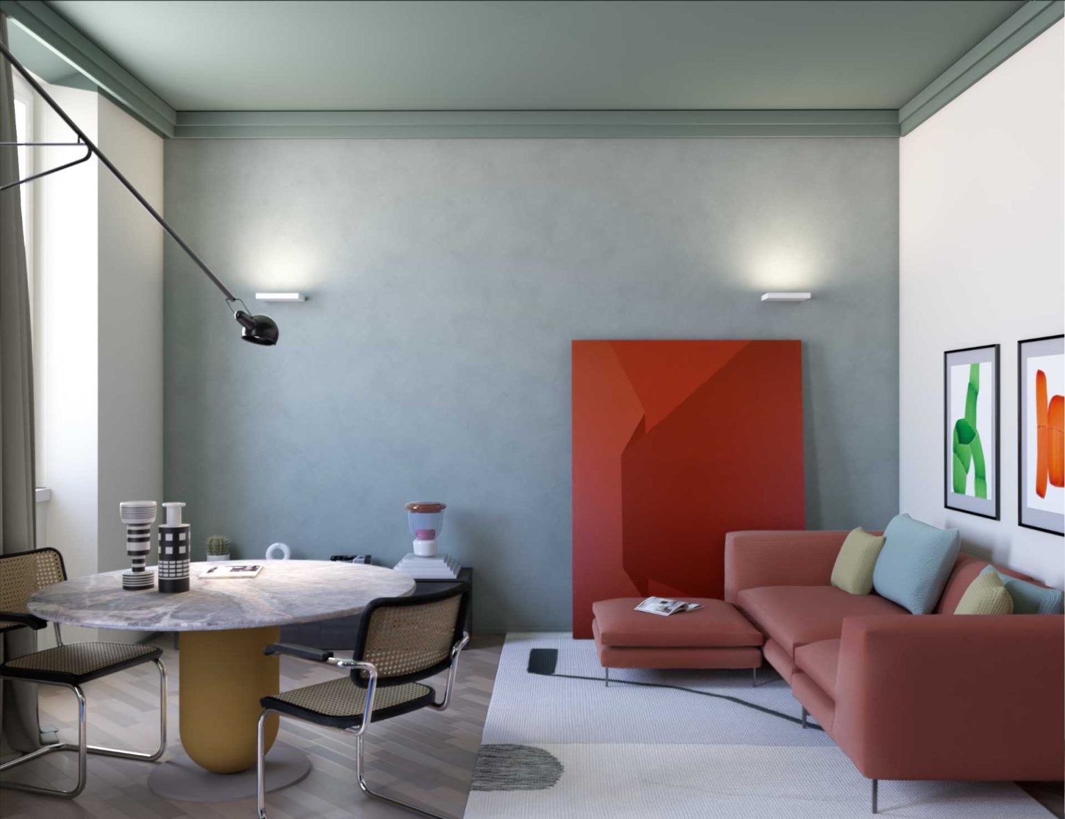 Before & After - A Remodeled Apartment Interior Uses Bold Colors In Its ...