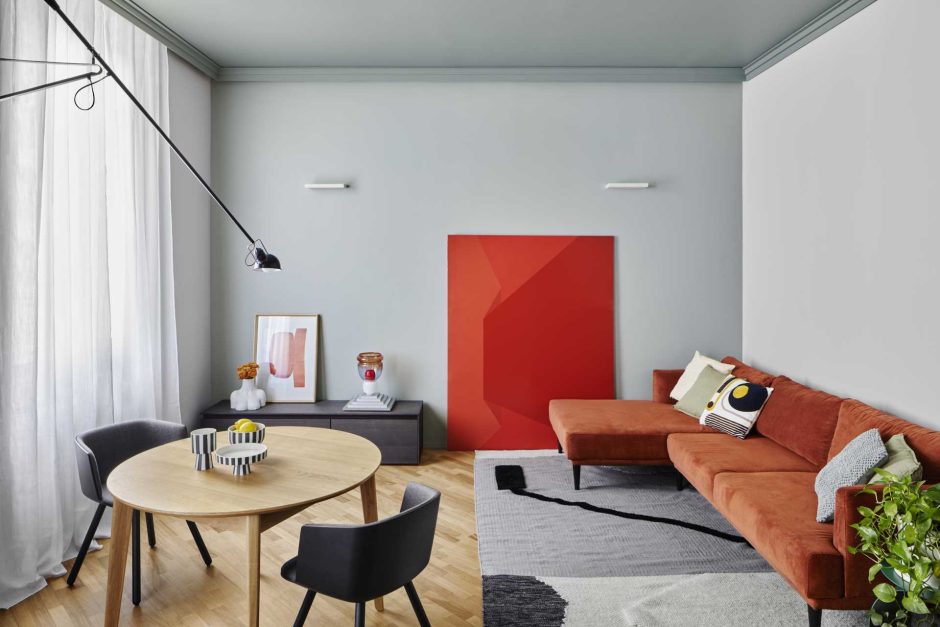 Before & After - A Remodeled Apartment Interior Uses Bold Colors In Its ...