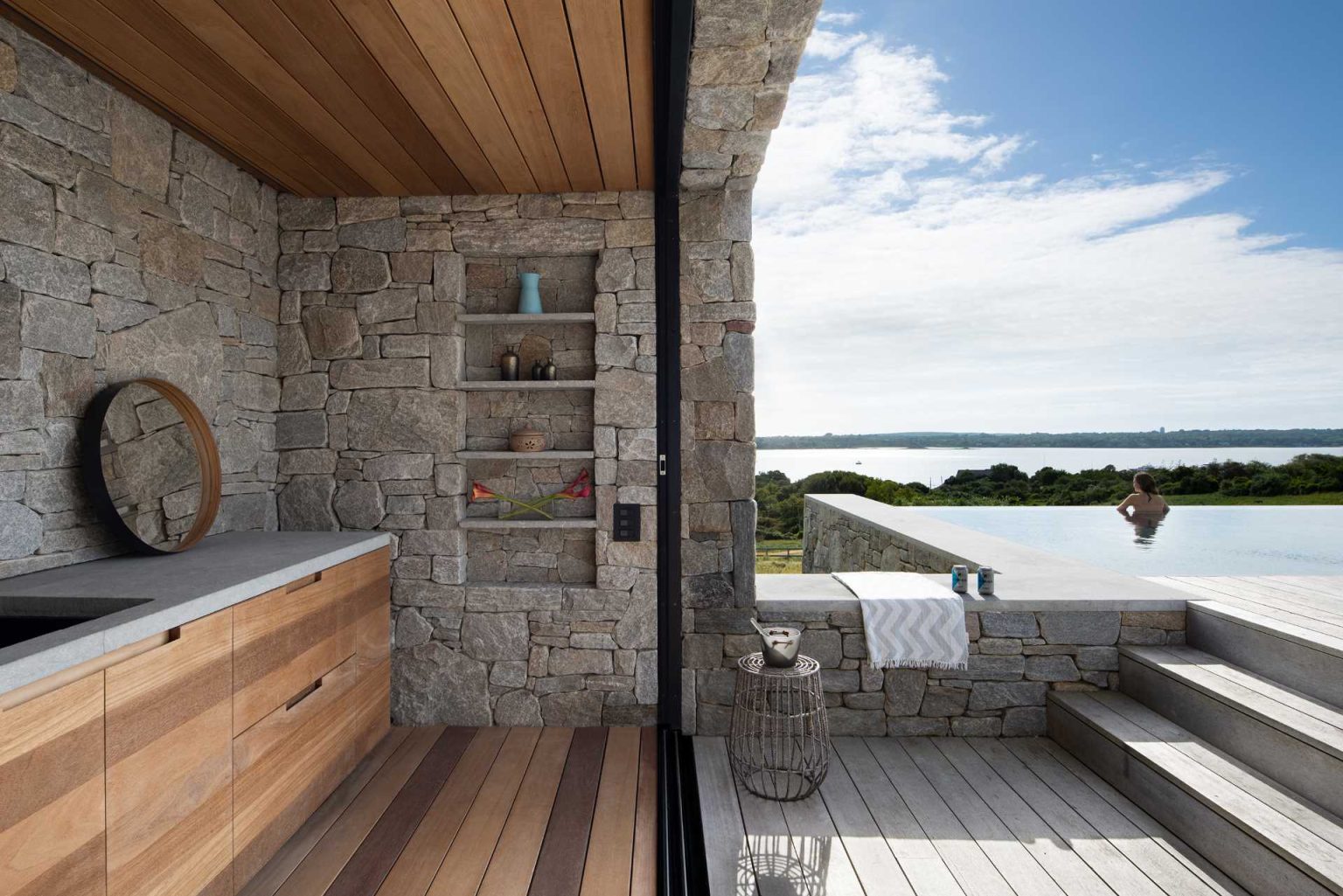 Two Shingle Covered Cottages Connected By A Living Room And Kitchen In ...