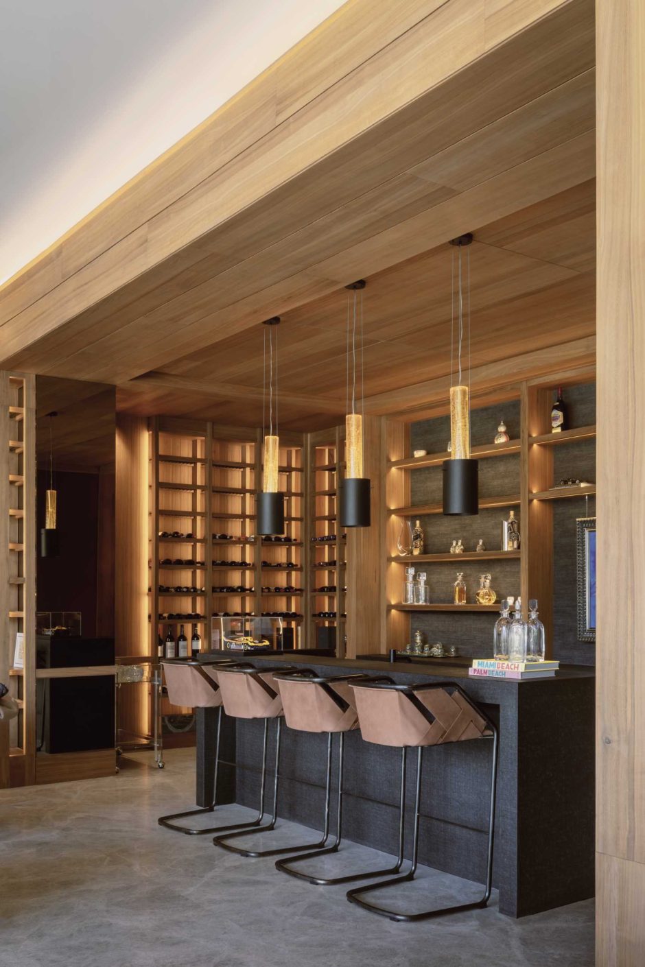 LED Lighting Illuminates Shelving Throughout This Home's Interior