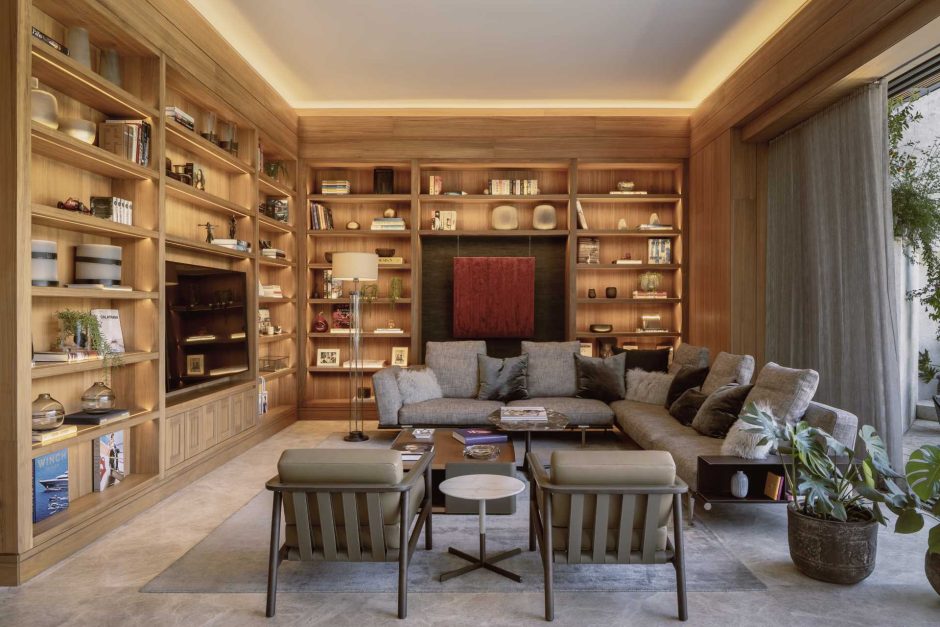 LED Lighting Illuminates Shelving Throughout This Home's Interior