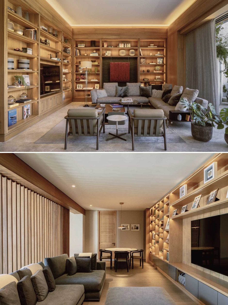 LED Lighting Illuminates Shelving Throughout This Home's Interior