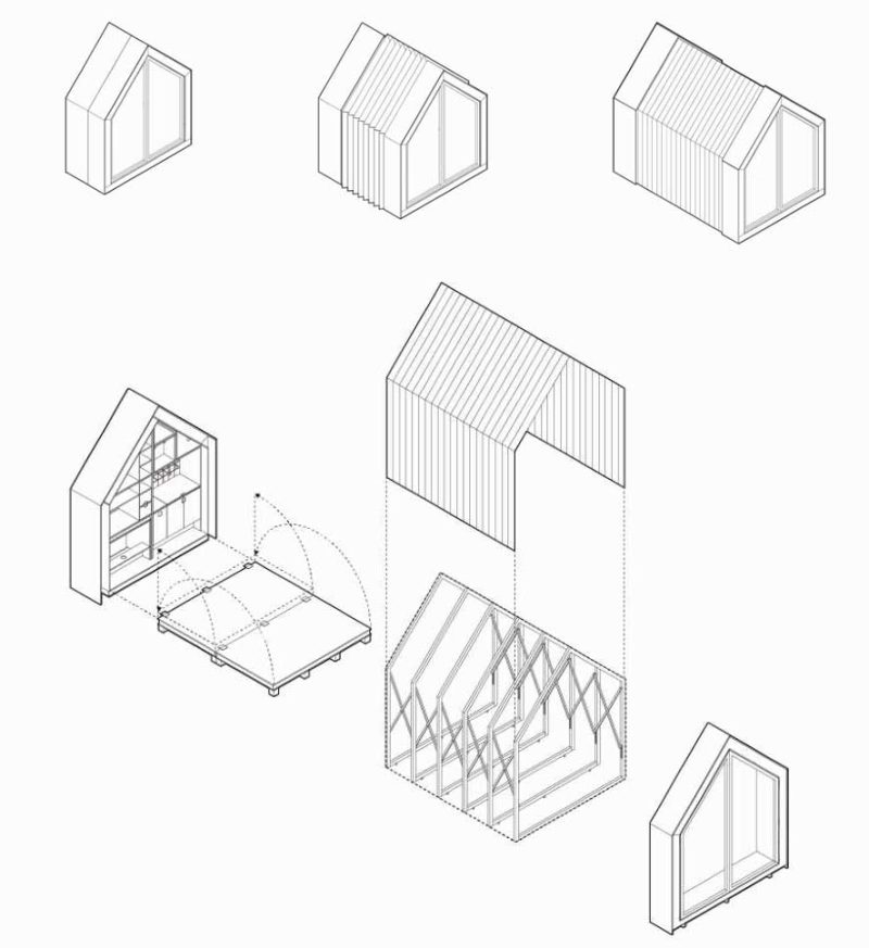 A Small Cabin-Like Structure That Can Be Compressed When Not In Use