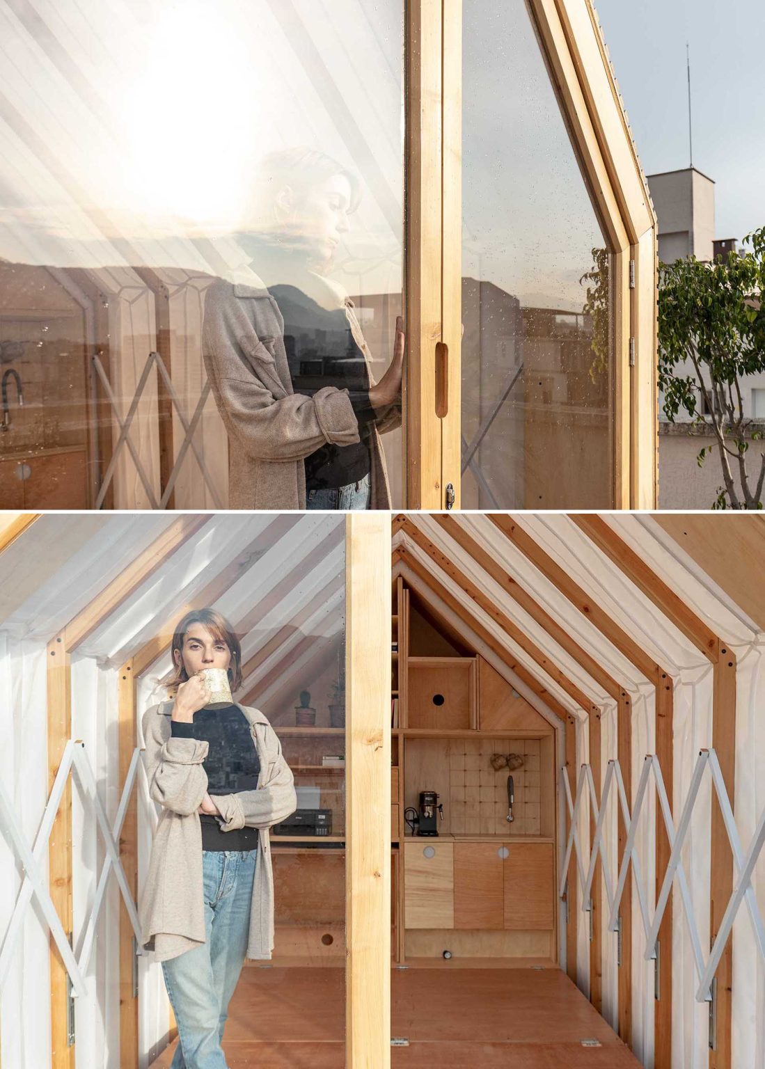 A Small Cabin-Like Structure That Can Be Compressed When Not In Use